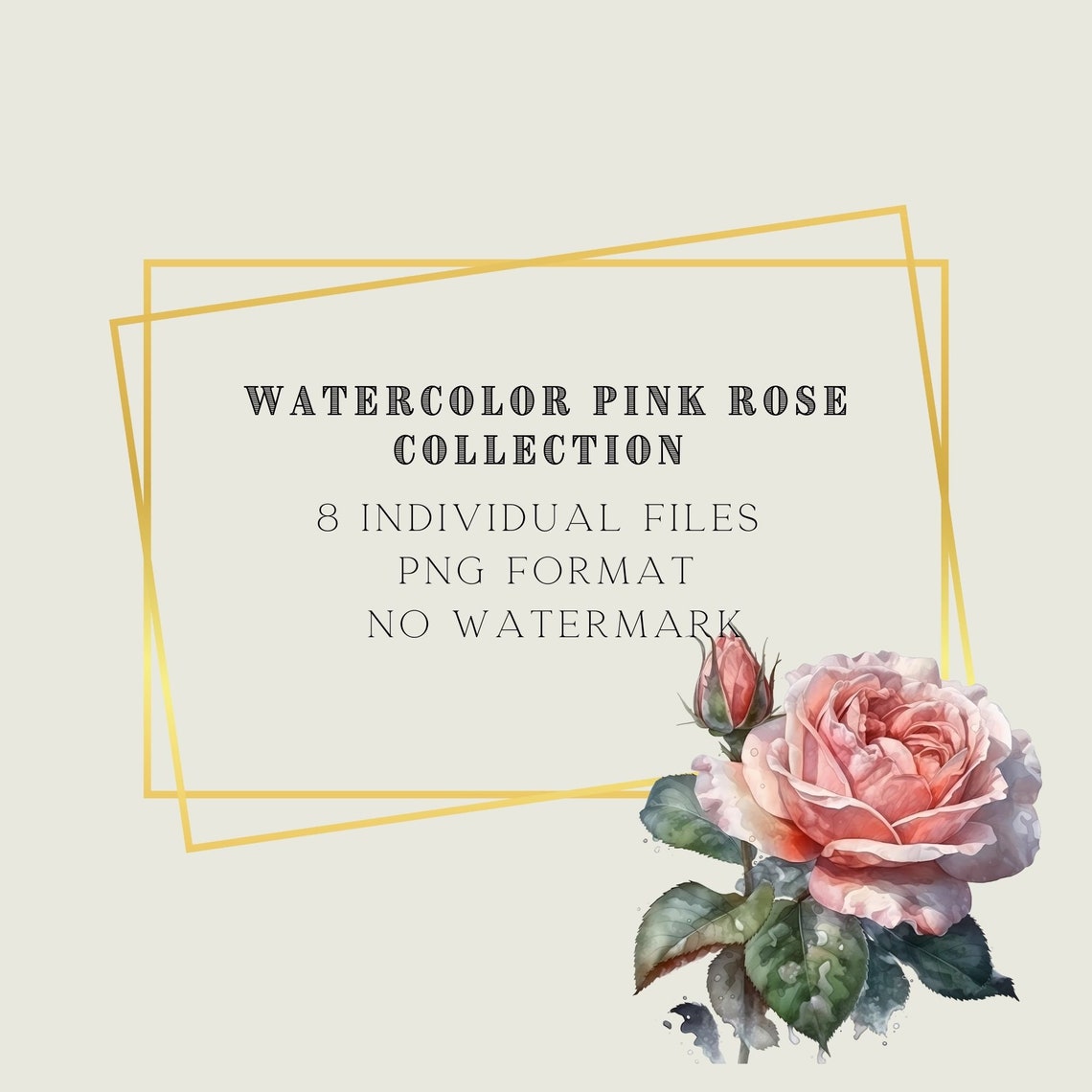 Watercolor Pink Rose Clipart Bundle Flower Clipart Pink Flower Png Rose ...
