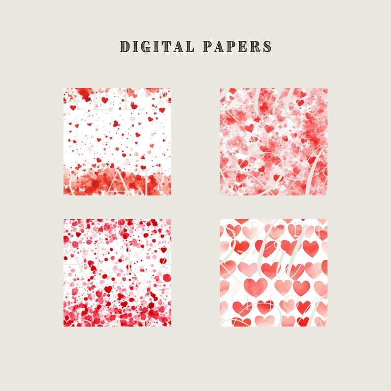 Valentine's Day Watercolor Clipart, Love, Hearts (digital Download) - Etsy