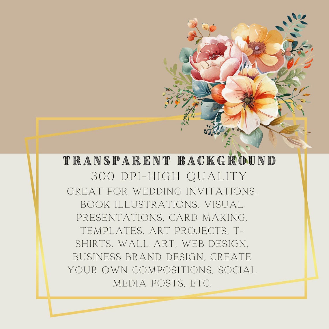 Boho Floral Watercolor Clipart, Wedding Clipart, Floral Clipart, Wild ...
