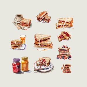 Peanut Butter and Jelly Clipart PNG, Watercolor Clipart, Food Clip Art ...