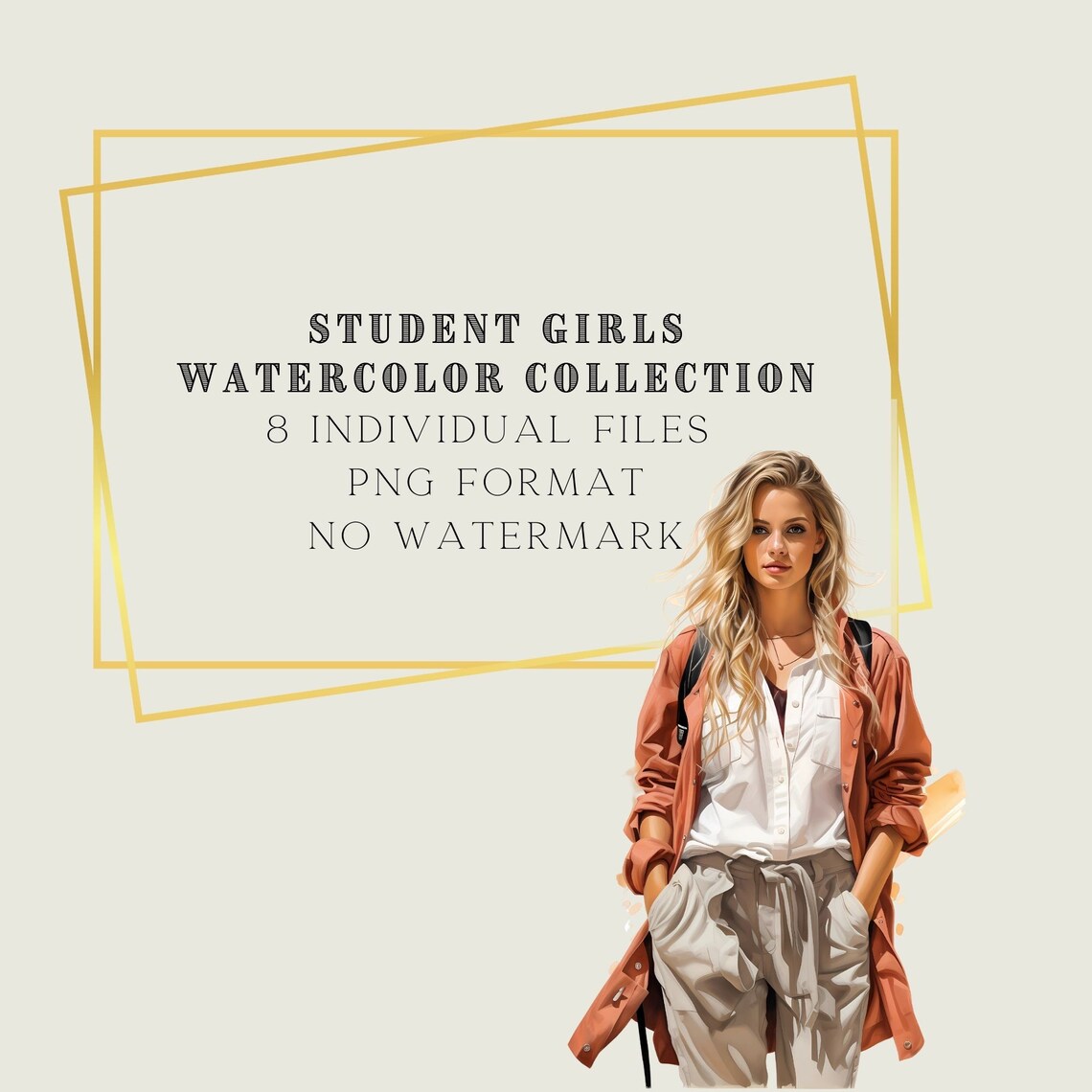 Student Girls Watercolor Clipart Bundle Cute Girls Clipart Beautiful ...