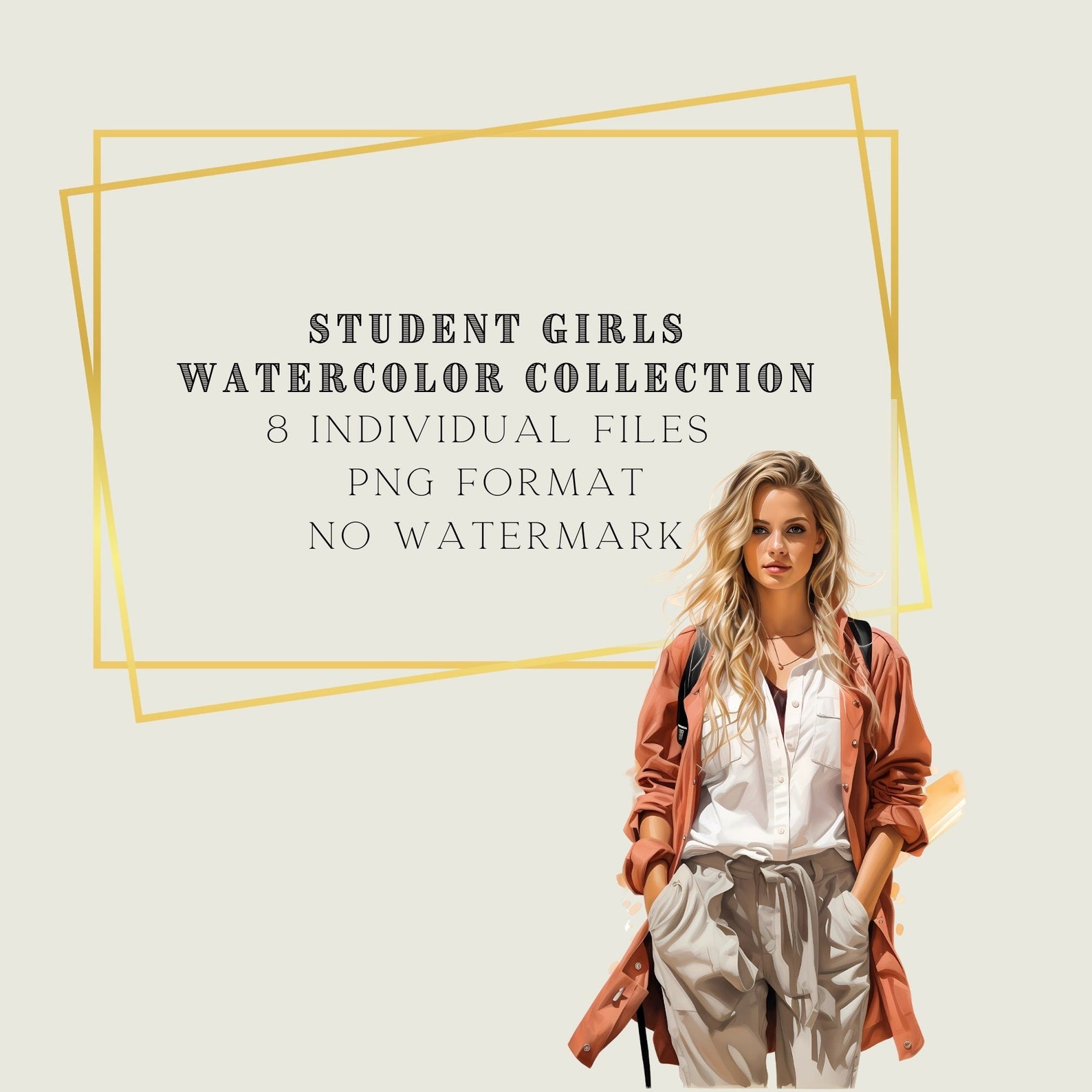 Student Girls Watercolor Clipart Bundle Cute Girls Clipart Beautiful ...