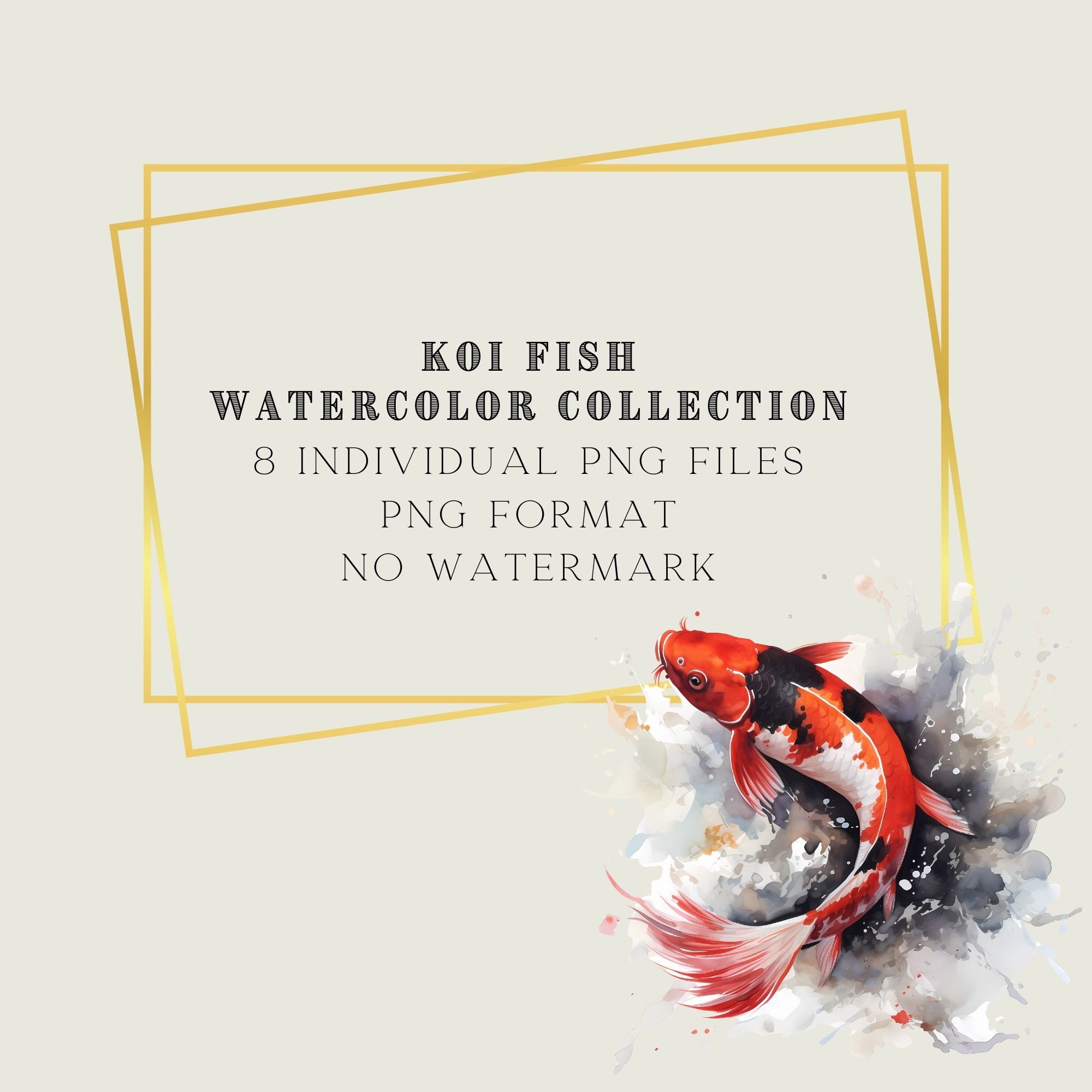 Watercolor Koi Fish Pond Clipart, Aquarium, Garden, Japanese Koi Images ...