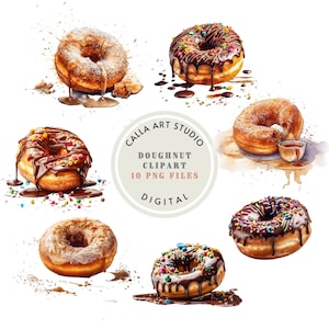 Watercolor Donut Clipart Bundle Sweet Bakery Food Clip Art Birthday ...