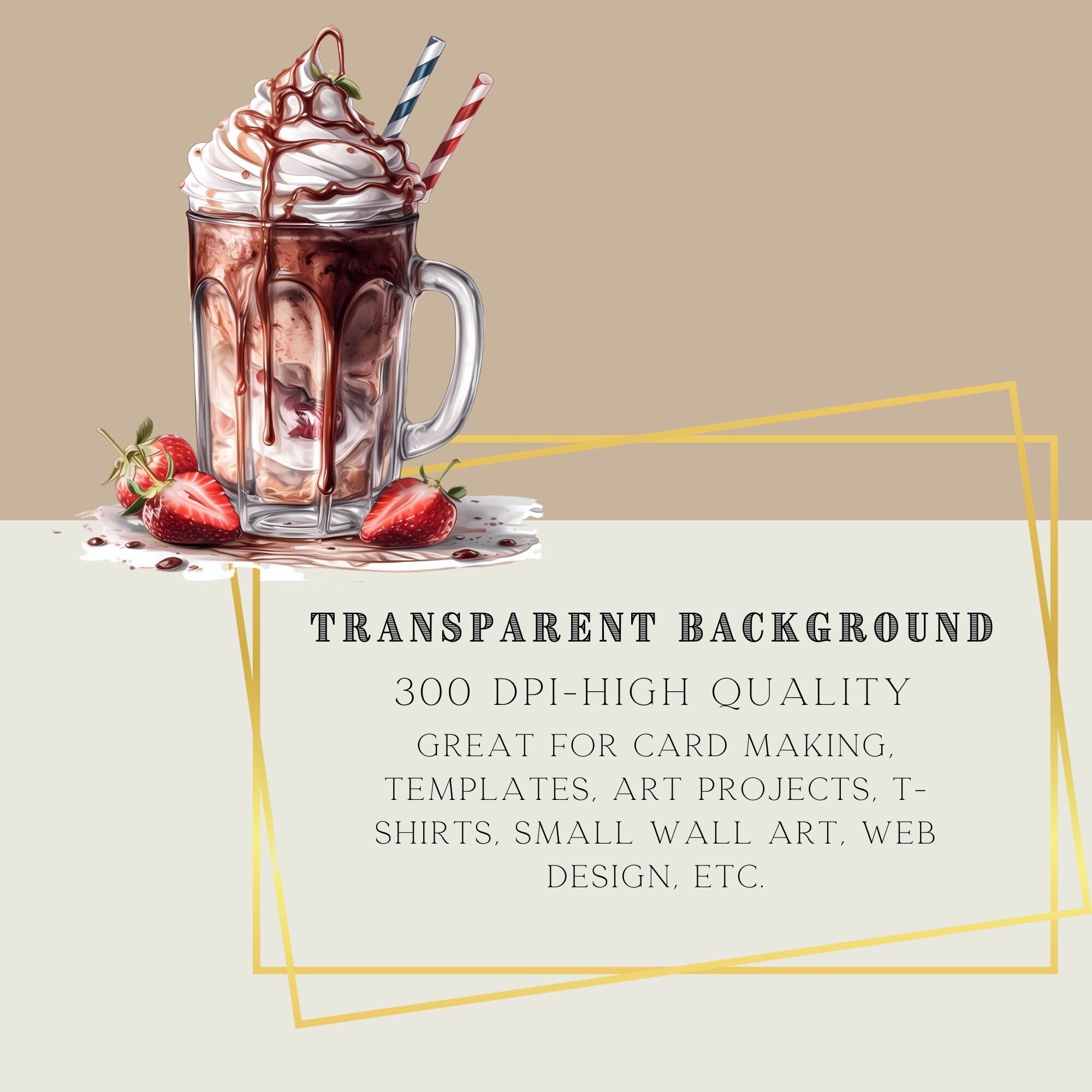 Milkshake Clipart Watercolor Ice Cream Decor Summer Clipart Dessert ...