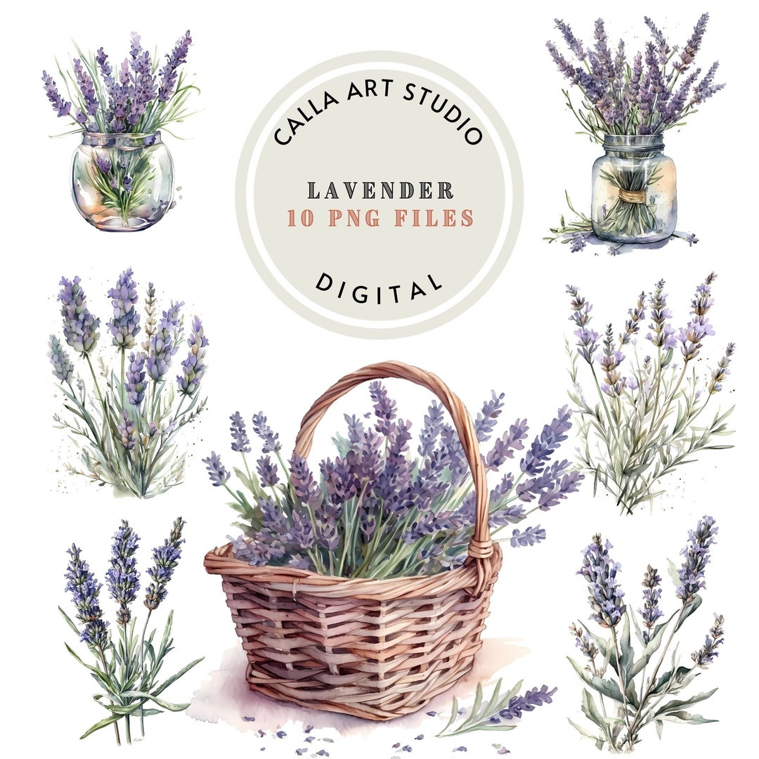 Watercolor Lavender Clipart Flower Clipart Wedding Clipart Violet ...
