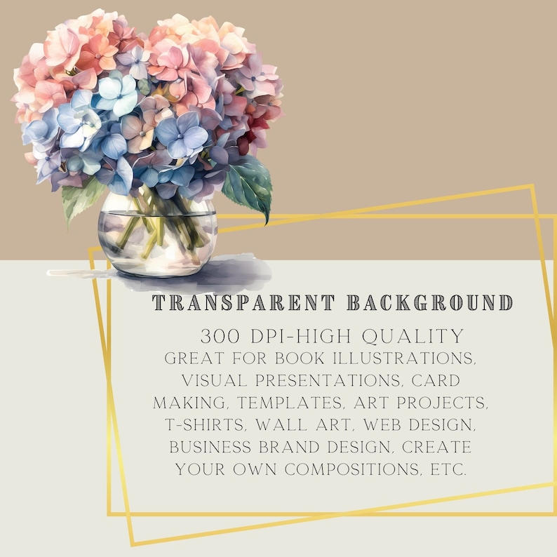 Hydrangea Flowers Clipart Bundle Floral Clipart Watercolor Botanical ...