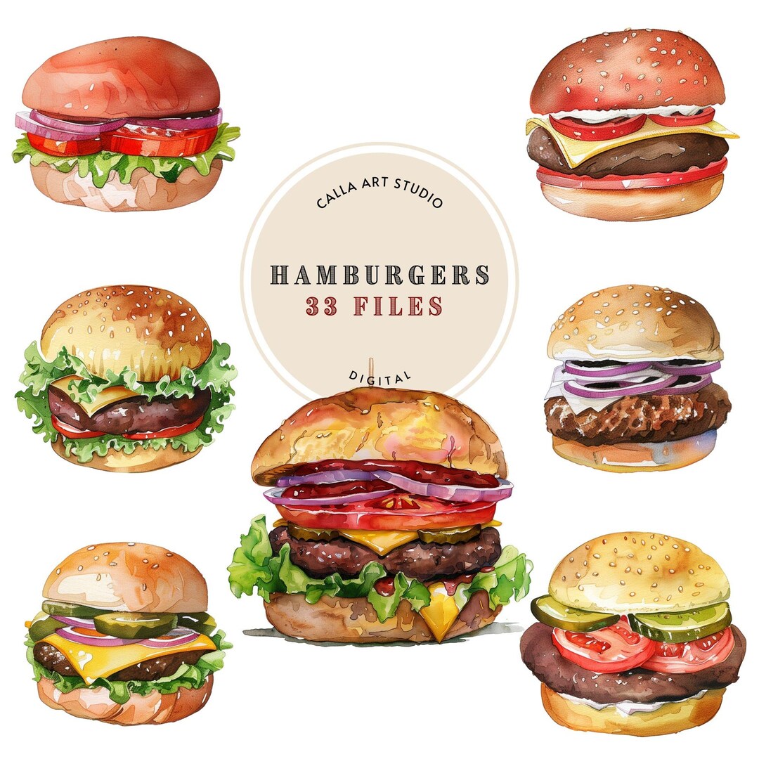 Hamburger Clipart, Fast Food Clipart, Burger Image, Printable ...