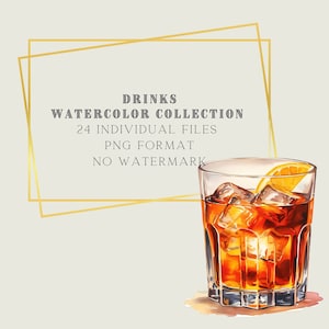 Watercolor Cocktails Clipart Bundle for Wedding Bar Menu Drinks PNG ...