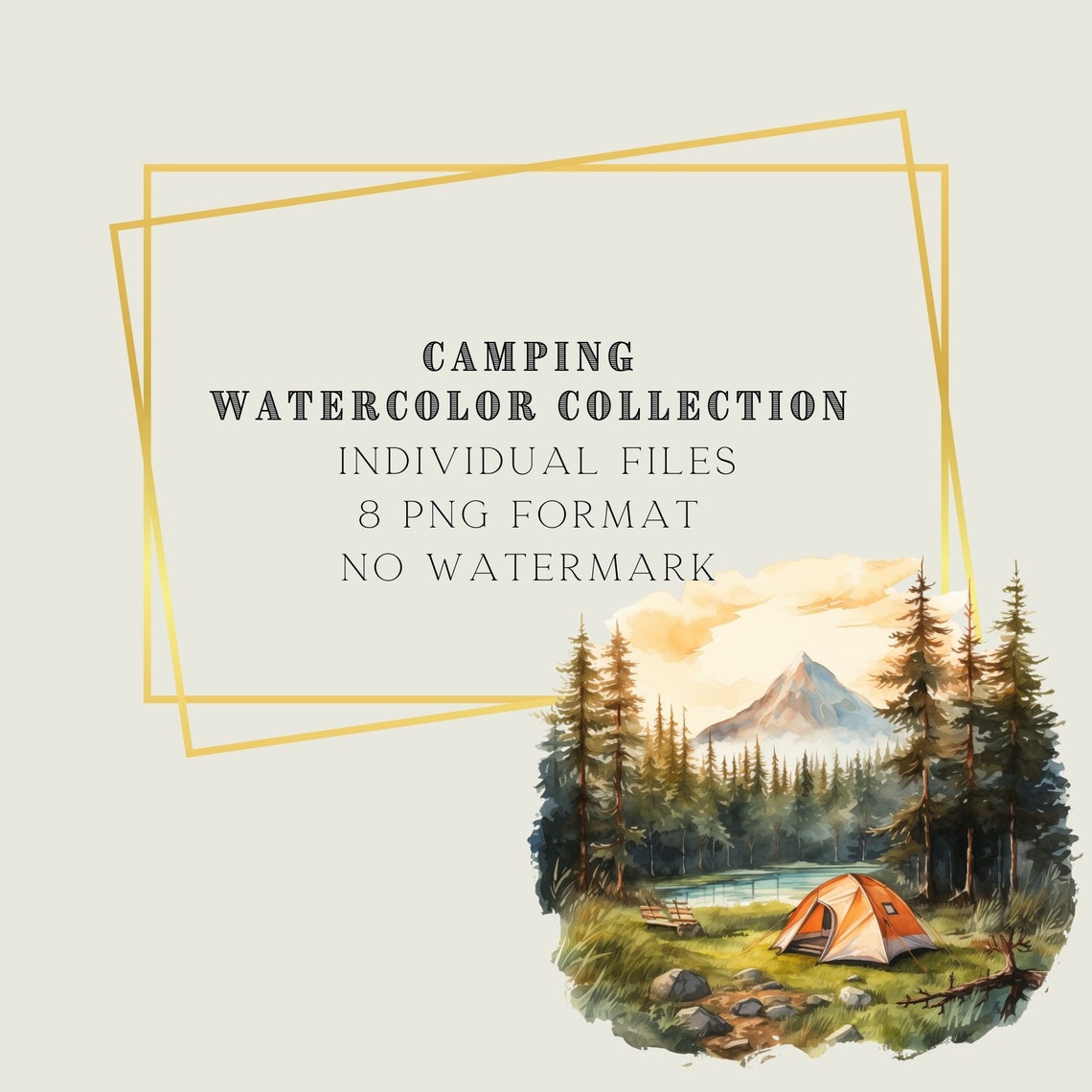 Camping Clipart Bundle, Traveling, Printable Watercolor Clipart ...