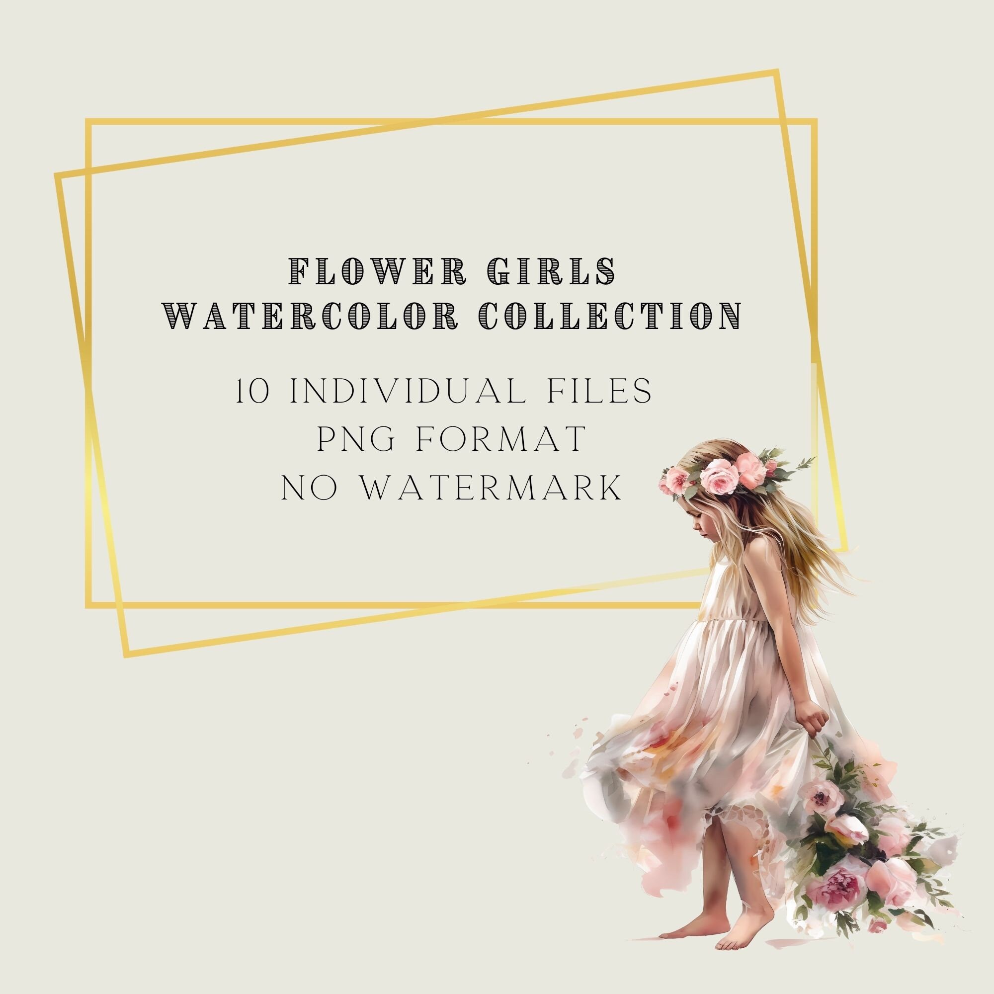 Flower Girls Watercolor Clipart Bundle Cute Girl Png People - Etsy