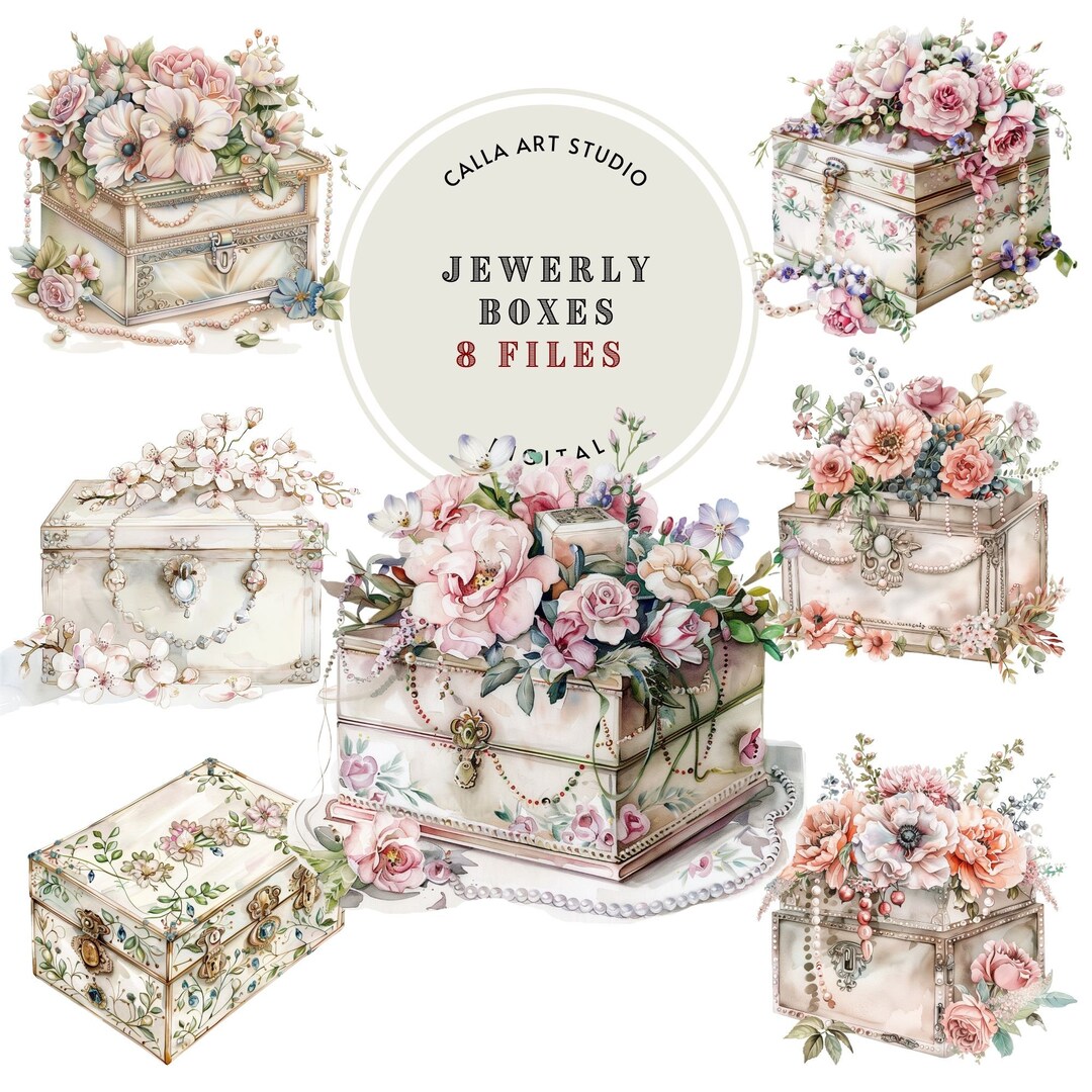 Jewelry Box Clipart, Watercolor Jewelry Clipart Bundle, Watercolor Clip ...