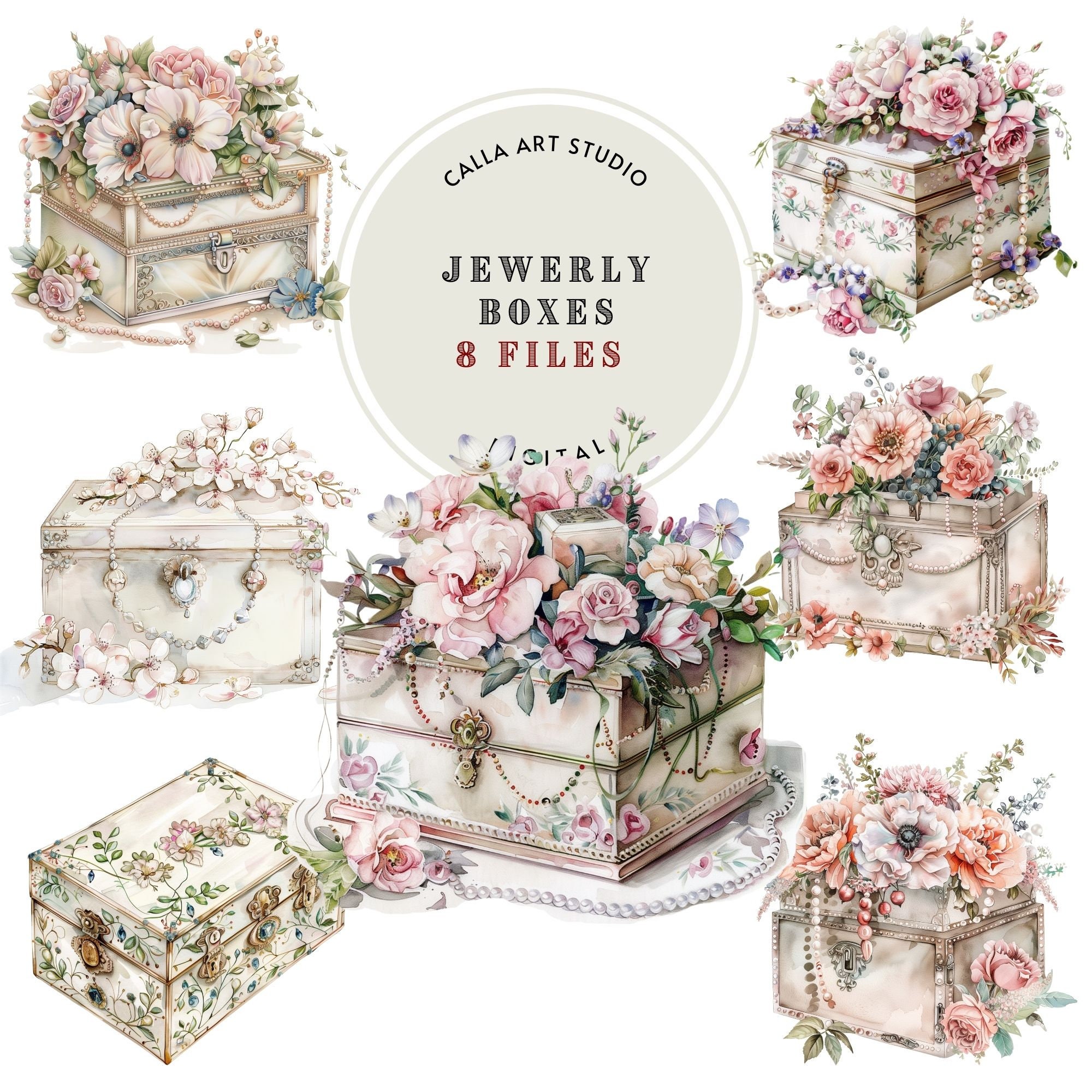 Jewelry Box Clipart, Watercolor Jewelry Clipart Bundle, Watercolor Clip ...