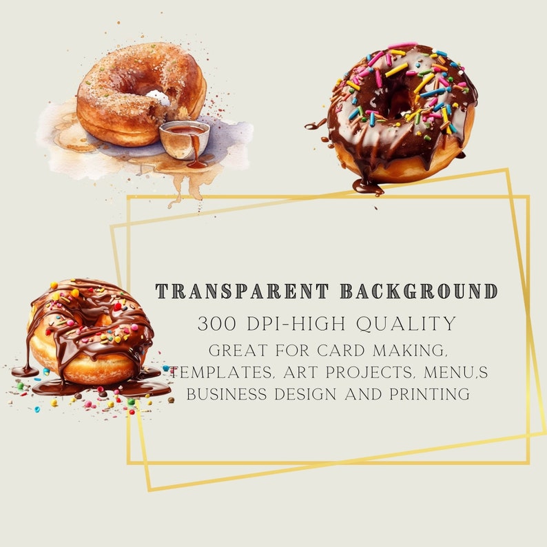 Watercolor Donut Clipart Bundle Sweet Bakery Food Clip Art Birthday ...