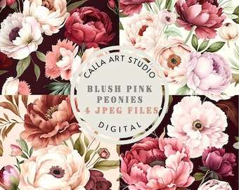 Blush Pink Watercolor Flower Background Floral Digital Paper Flower ...