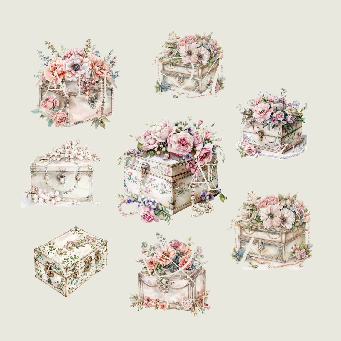 Jewelry Box Clipart, Watercolor Jewelry Clipart Bundle, Watercolor Clip ...