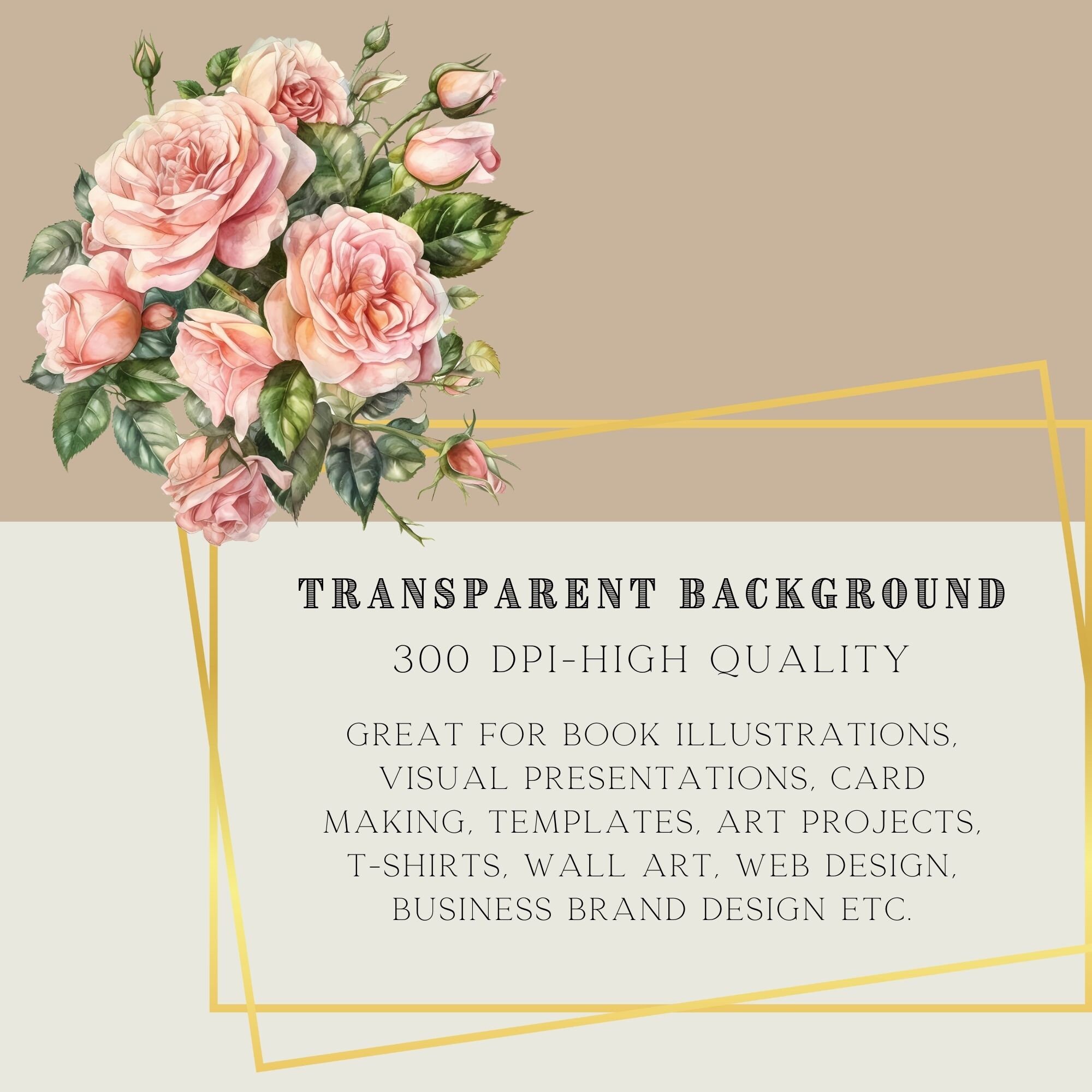 Rose Bouquets Clipart Bundle Watercolor Flowers Clipart Pink Flower Png ...