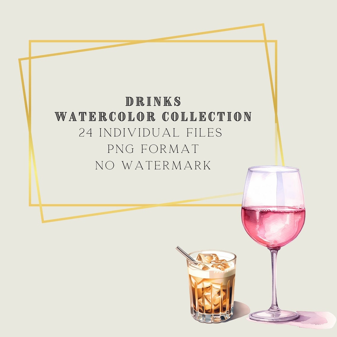 Cocktail Drinks Clipart for Wedding Bar Menu Watercolor PNG Birthday ...