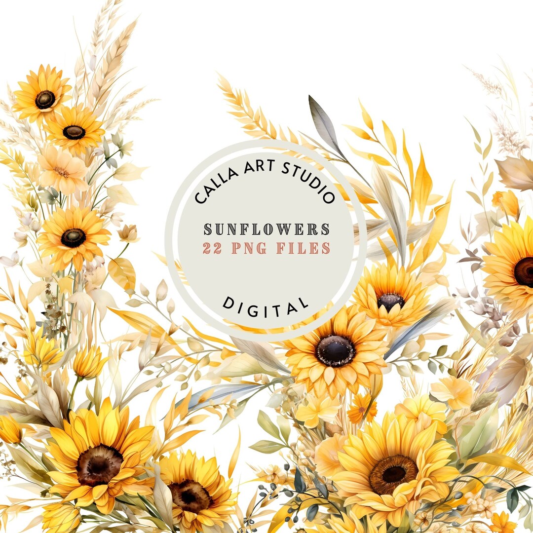 Sunflower Clipart Graphics for Invites Planners Blogs Crafts Autumn ...