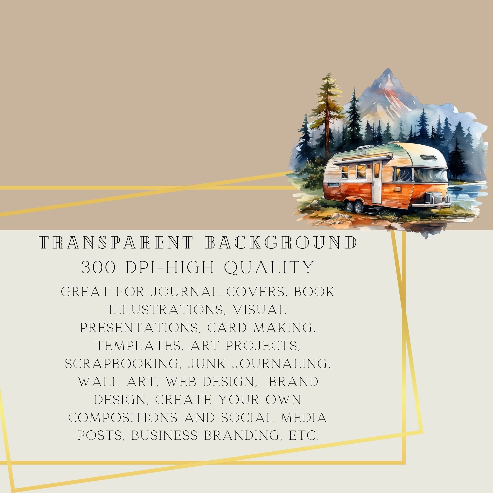 Camping Clipart Bundle, Traveling, Printable Watercolor Clipart ...