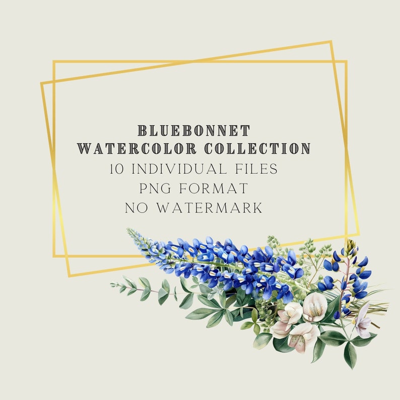 Watercolor Bluebonnet Clipart, Floral Clipart, Bridal Decor, Summer ...
