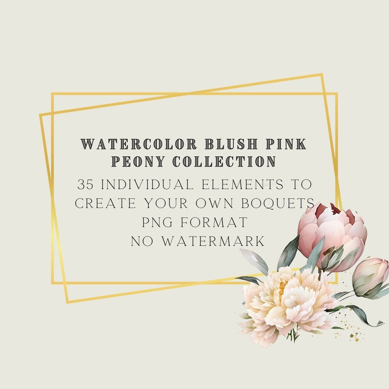 Pink Peony Clipart Watercolor Flower Png Bundle Pink Boho - Etsy