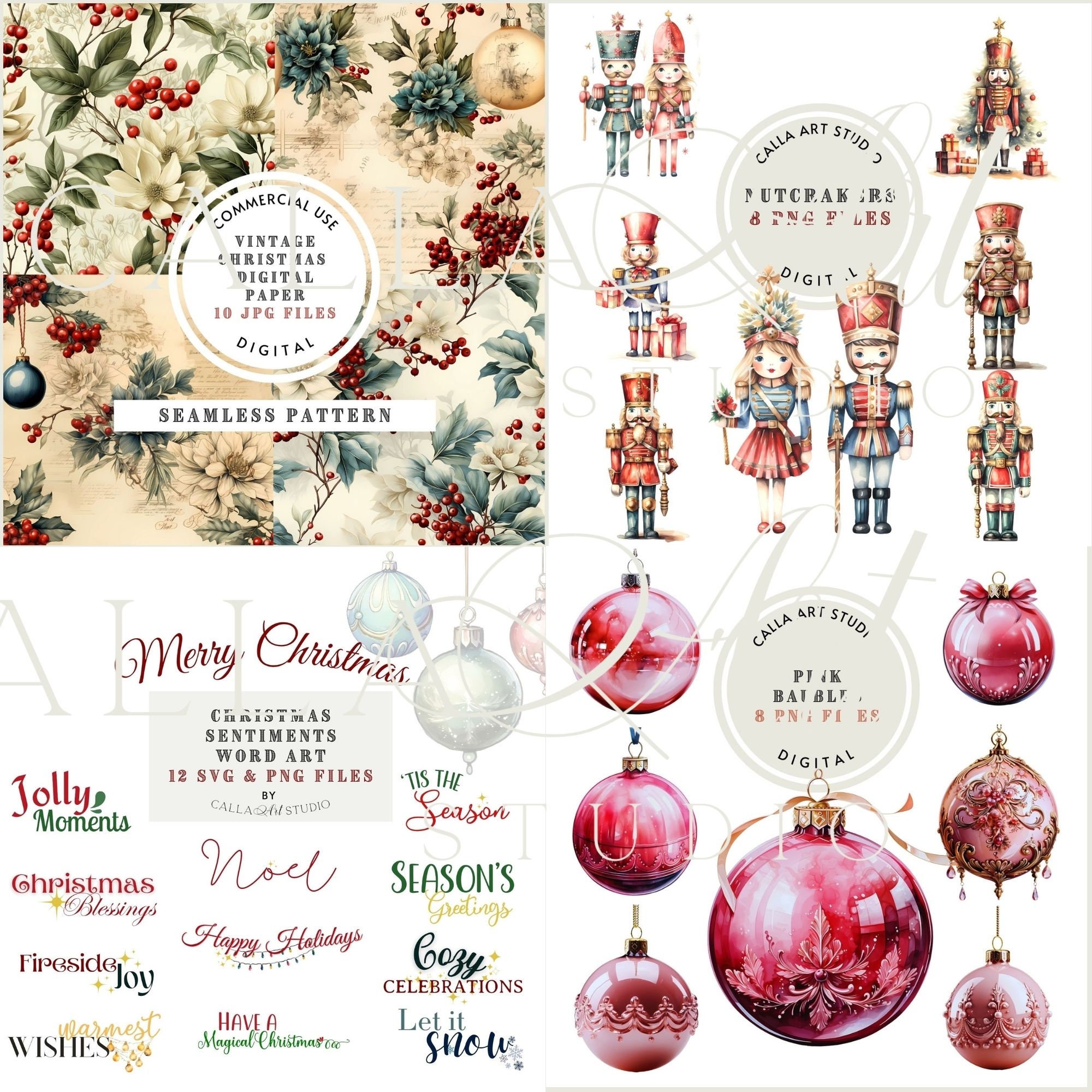 Watercolor Christmas Clipart Mega Bundle Winter Holidays - Etsy