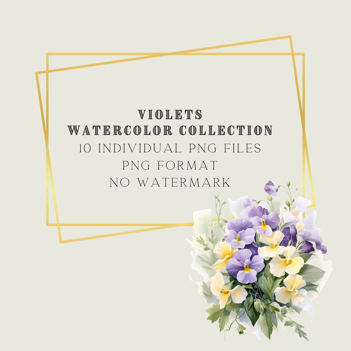 Watercolor Violets Clipart Bundle, Floral Art for DIY Crafts, Designers ...