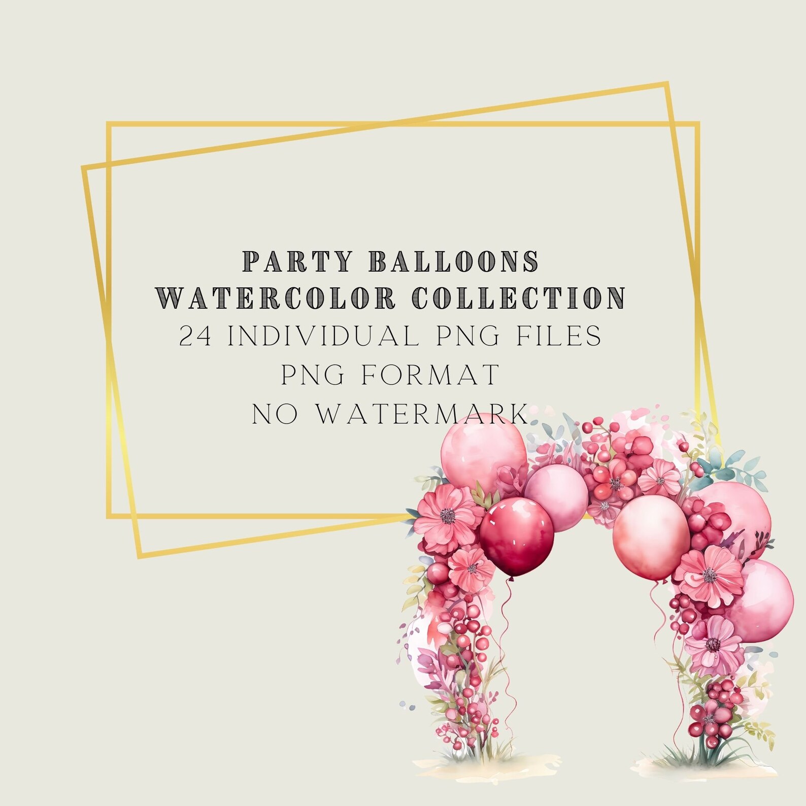 Balloon Birthday Clipart Bundle, Balloon Arch PNG, Party Decorations ...