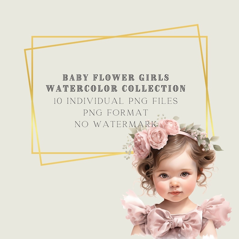 Watercolor Flower Baby Girls Clipart Bundle, Cute Children Clipart ...