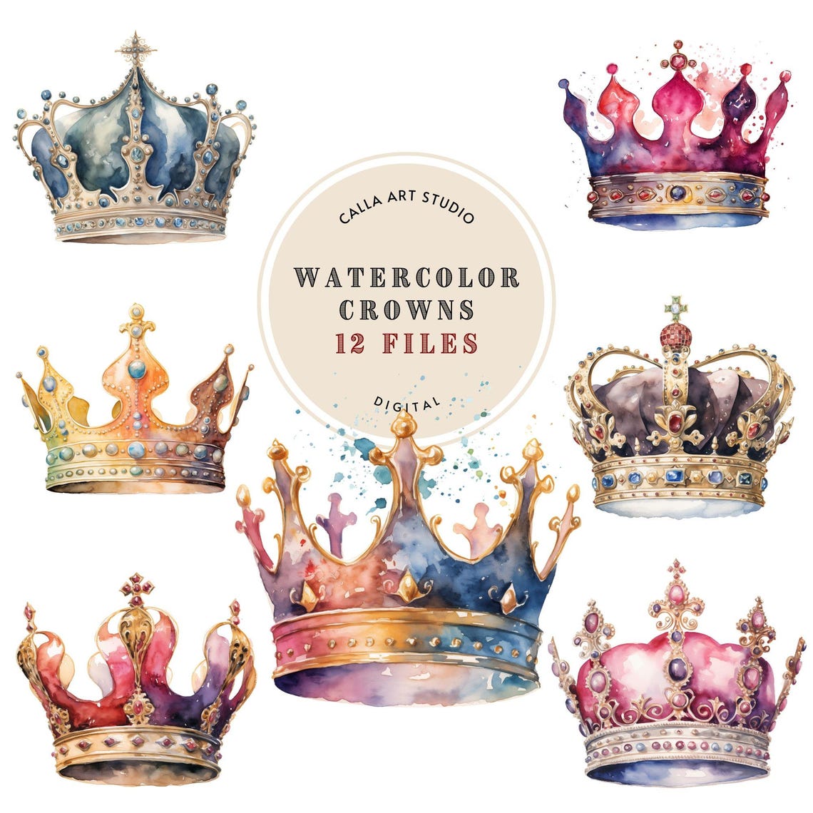 Watercolor Crown Clipart, Transparent PNG, Royal Crown Clipart ...