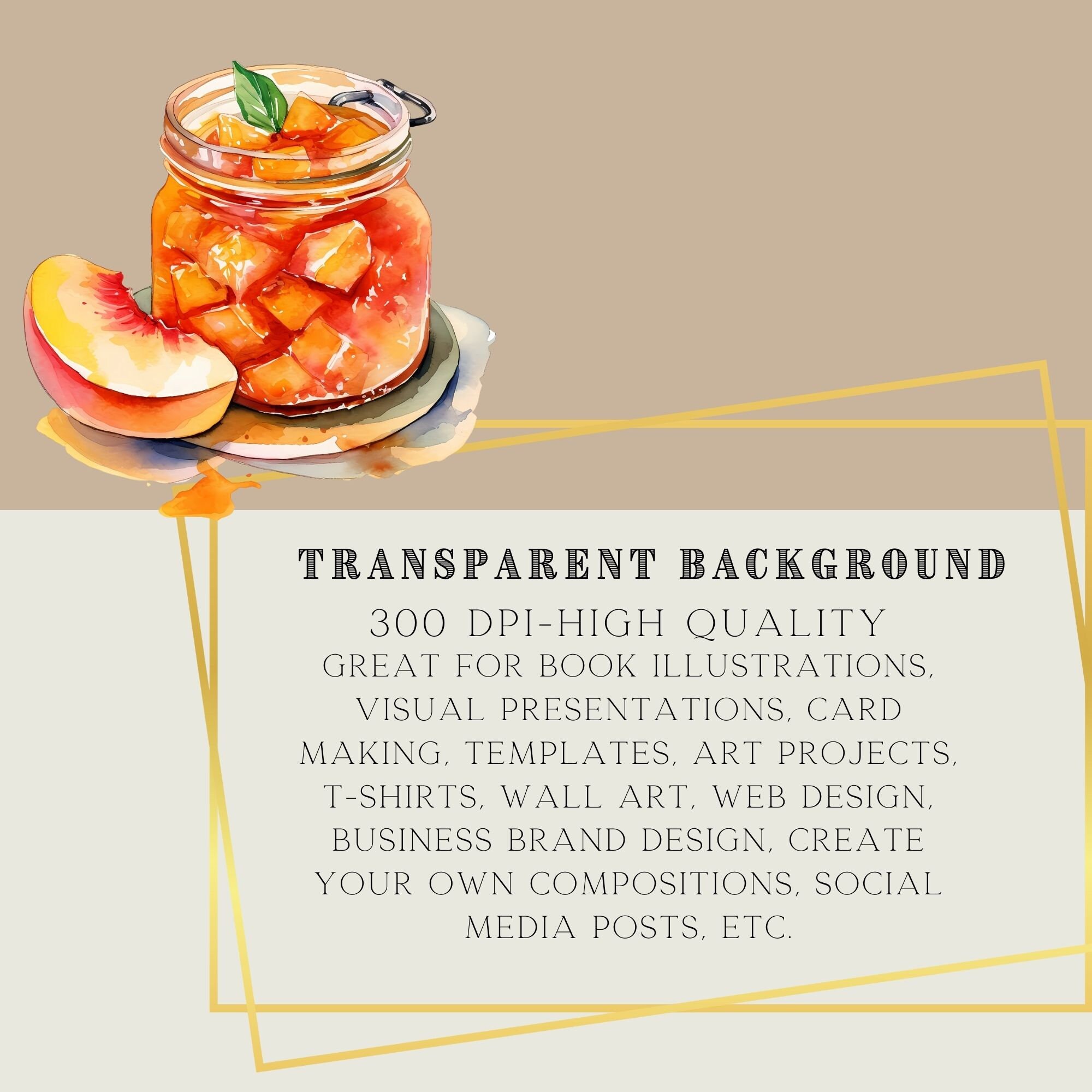 Watercolor Peach Clipart Bundle for Cards Recipes Nursery Decor Digital ...