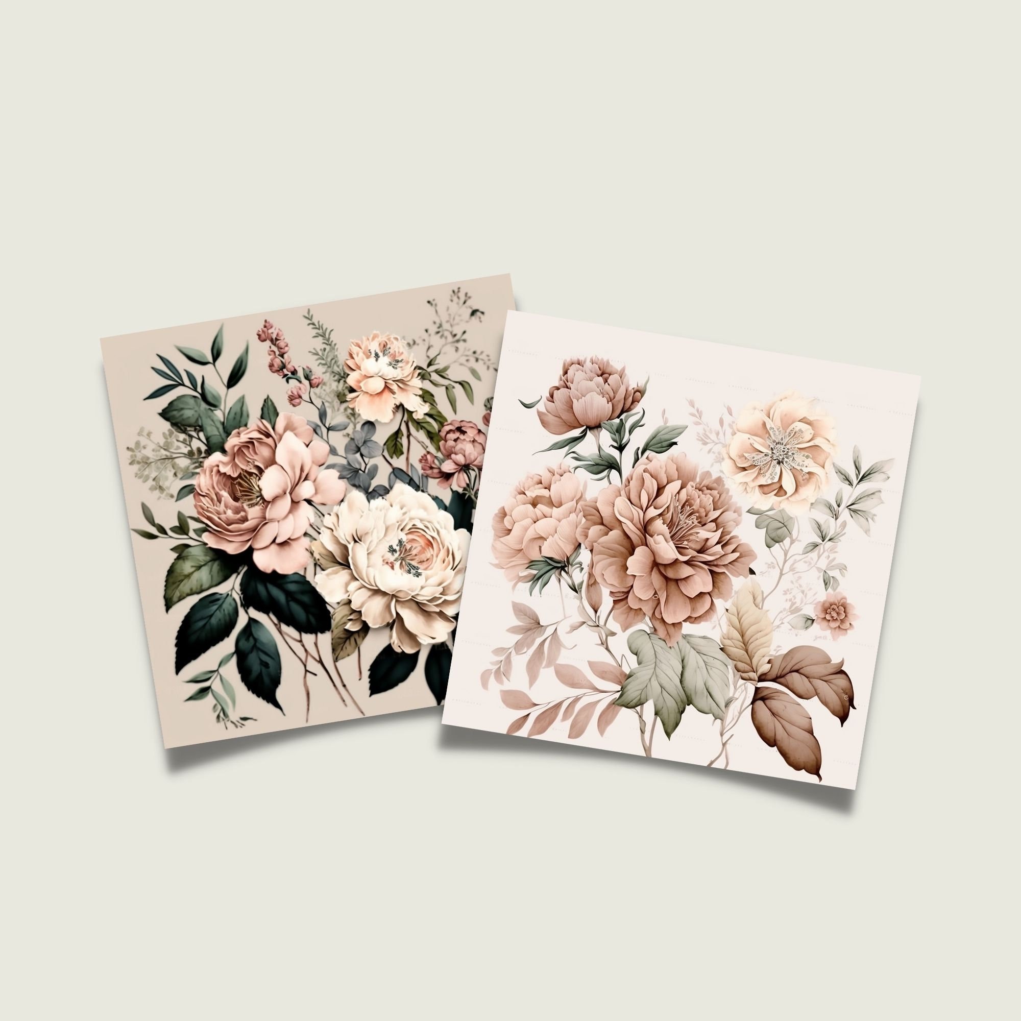 Watercolor Flowers Digital Paper Vintage Flower Background Floral ...