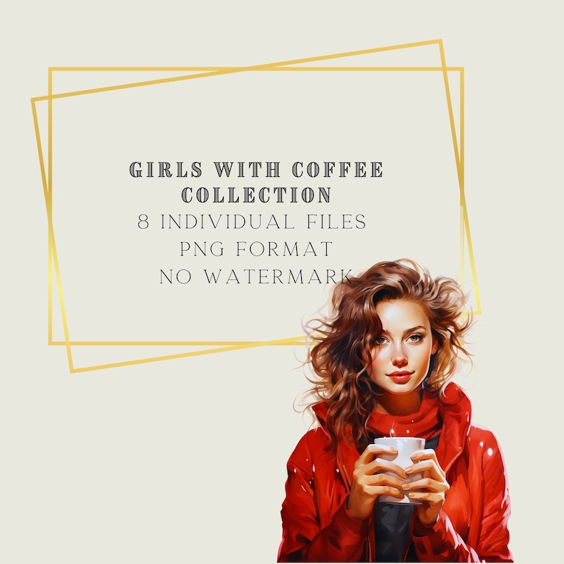 Watercolor Girls With Coffee Clipart Bundle Coffee Lover Illustrations ...
