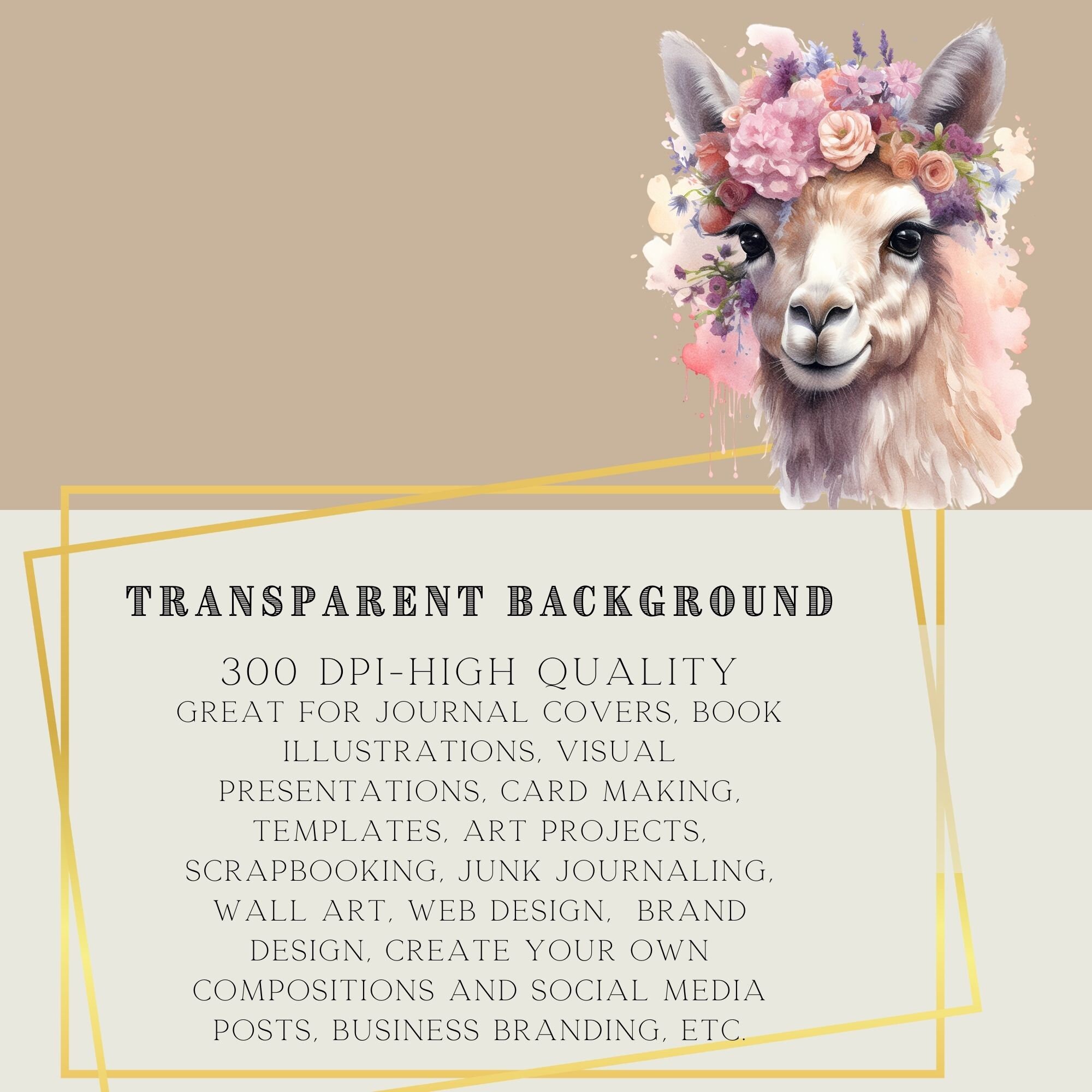 Watercolor Llamas Clipart, Cute Llama With Flowers Images, Graphics for ...