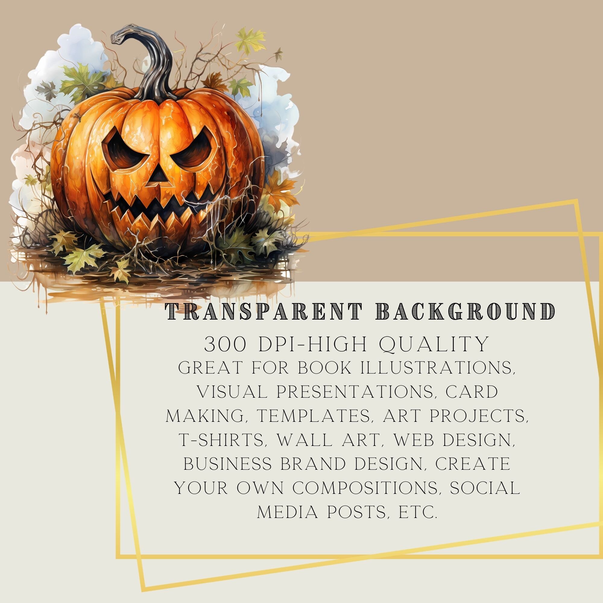 Spooky Pumpkin Clipart Bundle Halloween Crafts and Decor Digital ...