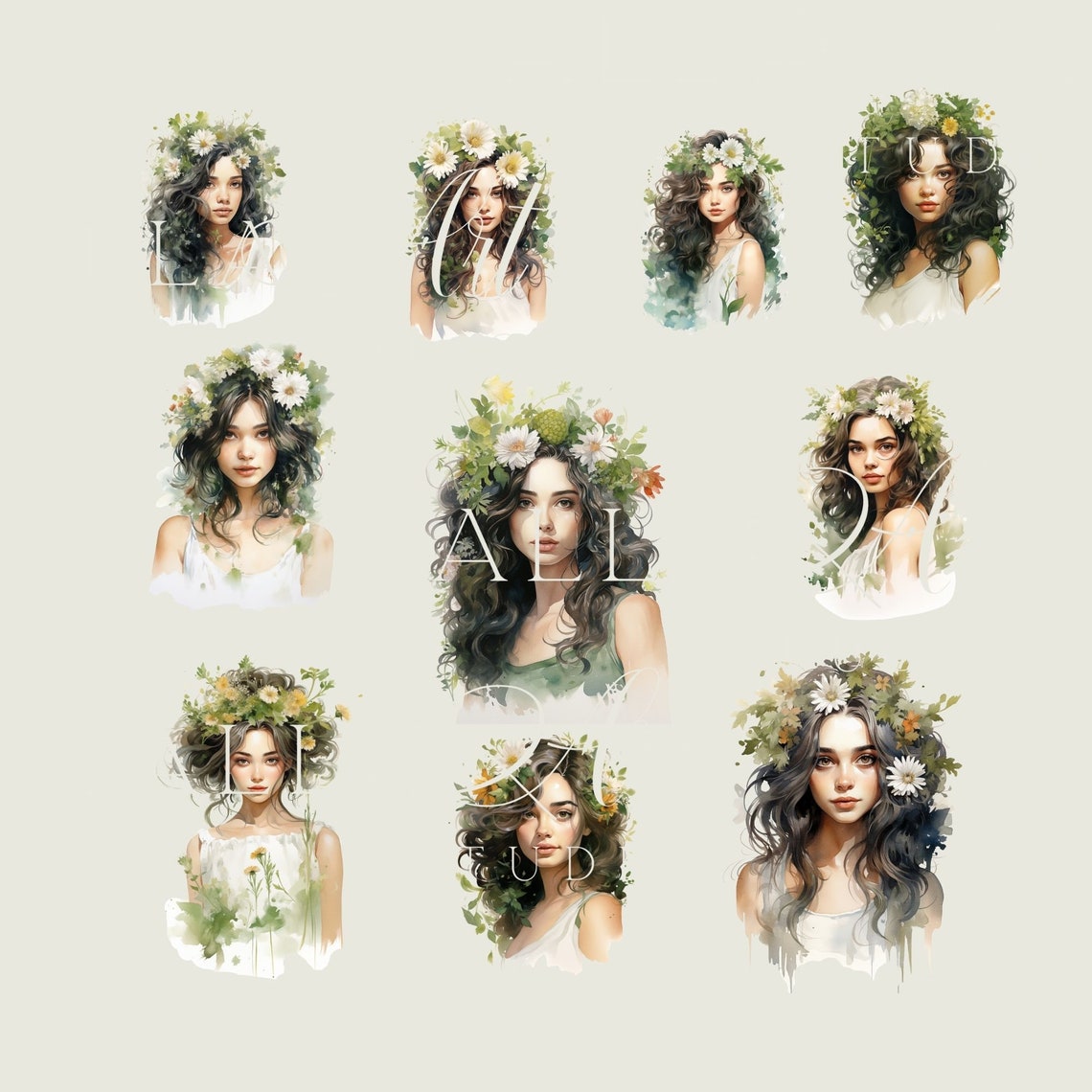 Spring Flower Girls Watercolor Clipart, Transparent PNG, Pretty Girl ...