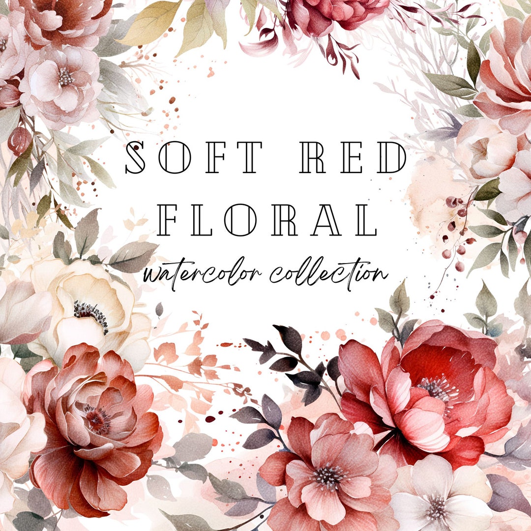 Watercolor Red and Pink Floral Clipart for Wedding Card, Floral ...