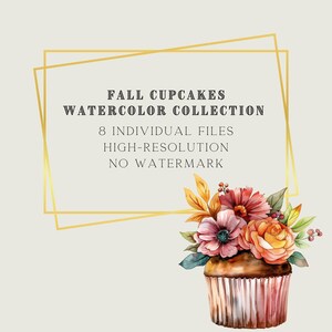 Fall Cupcakes Clipart, Floral Cupcakes, Autumn Clipart, Bakery Clipart ...