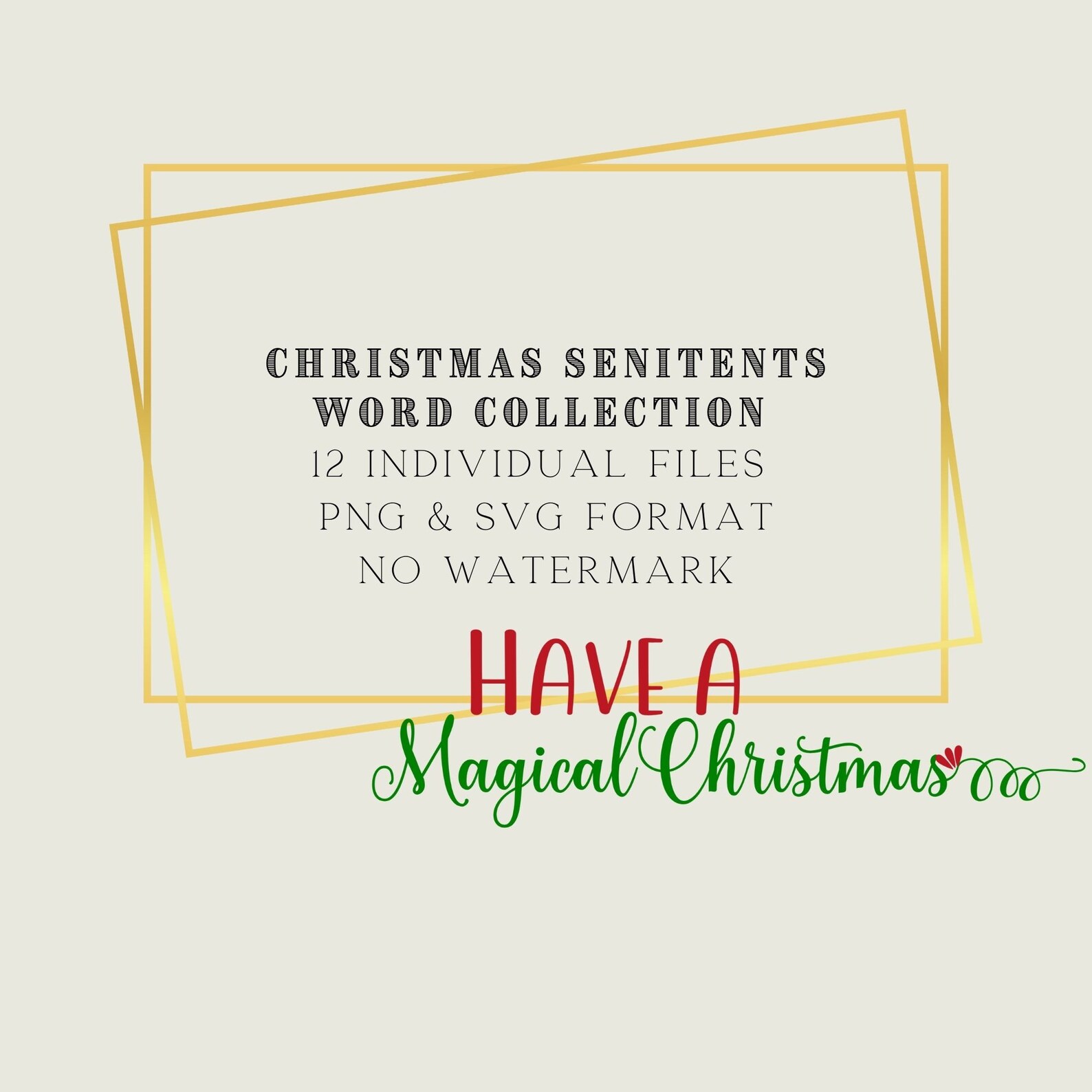 Christmas Sentiments SVG and PNG Bundle, Cut File, Sublimation, Words ...