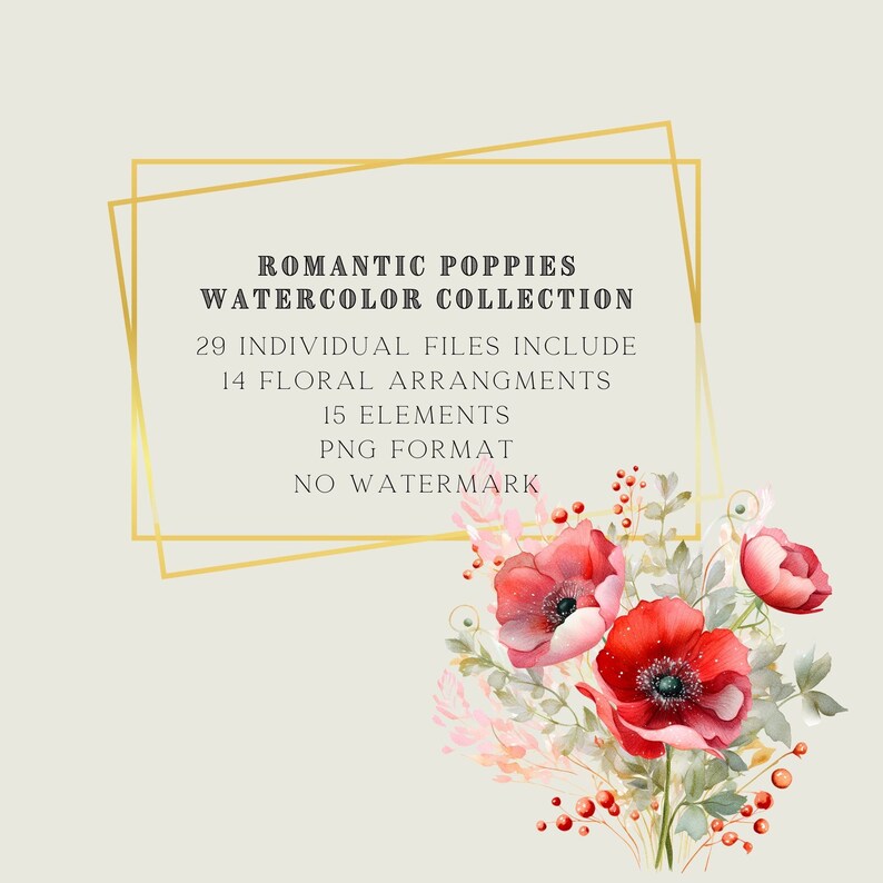 Watercolor Poppy Clipart, Watercolor Floral Clipart, Red Flowers, Pink ...