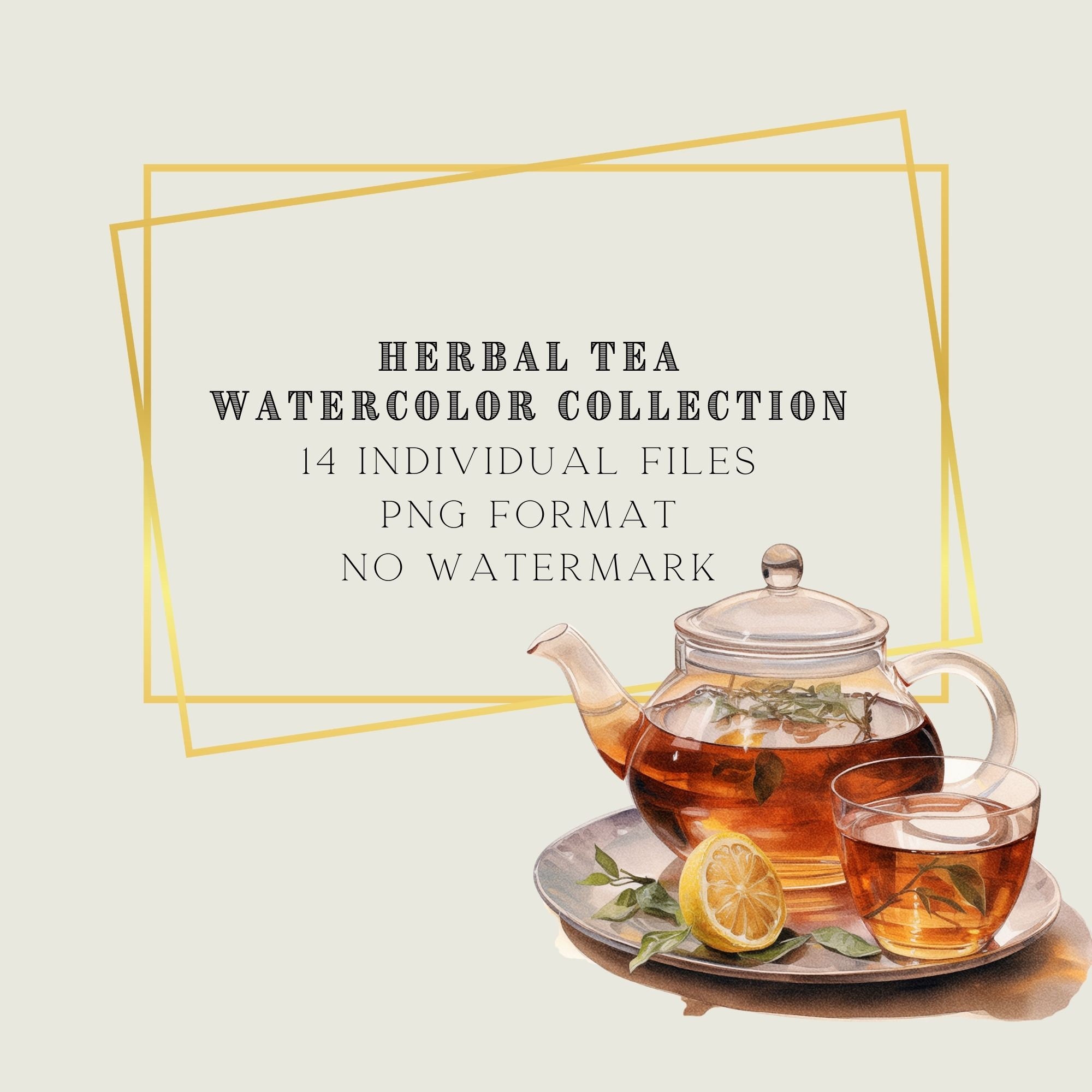 Herbal Tea Watercolor Clipart for Kitchen Decor, Scrapbooking, Cozy Tea ...