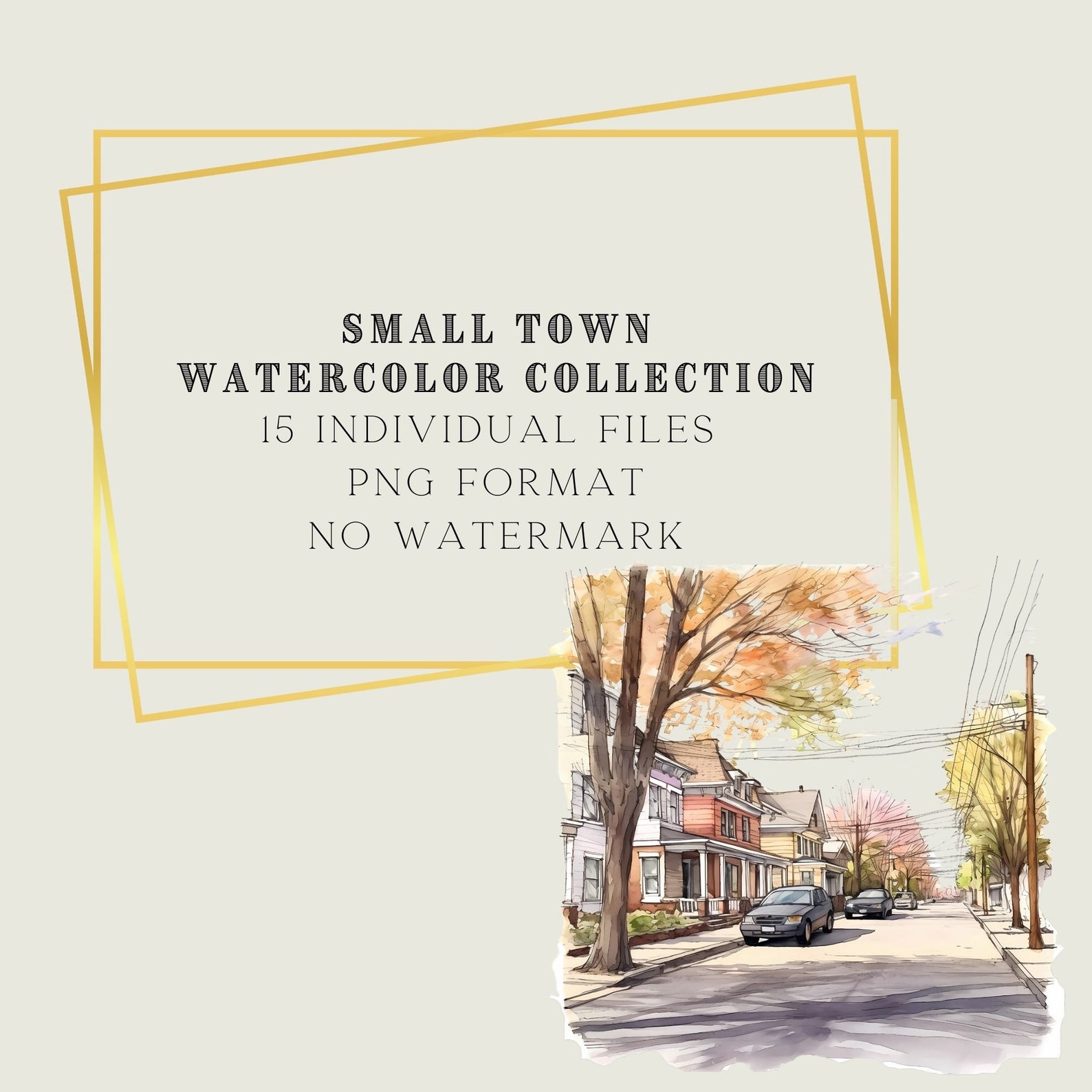 Vintage Small Town Clipart, Retro Style Graphics, Printable PNG - Etsy