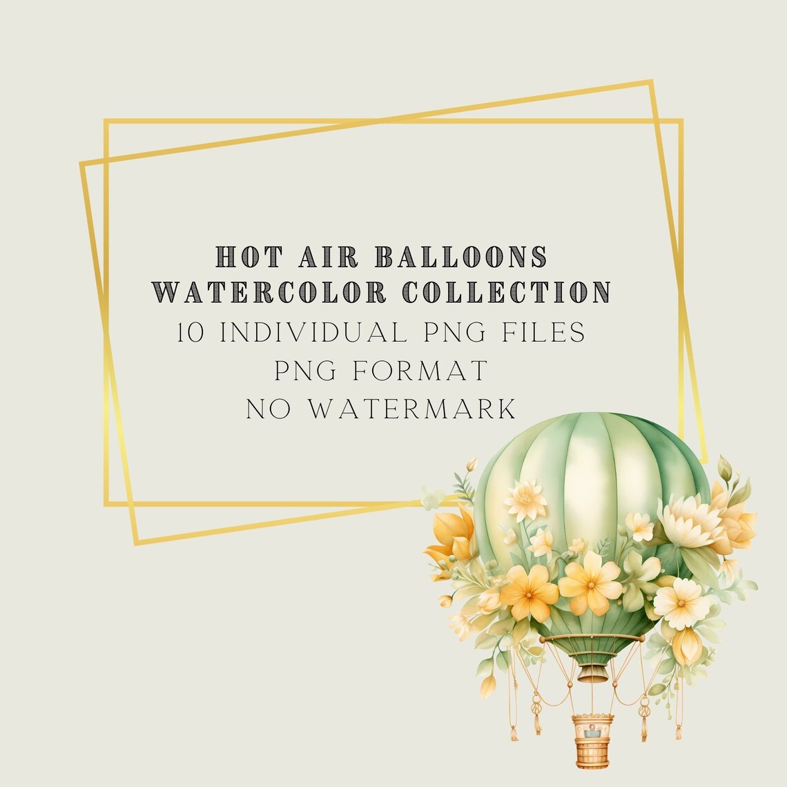 Hot Air Balloons Watercolor Clipart Bundle, Nursery Wall Art ...