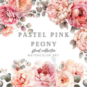 Watercolor Peony Florals, Flower Wreaths, Bridal Decor, Floral Clipart ...