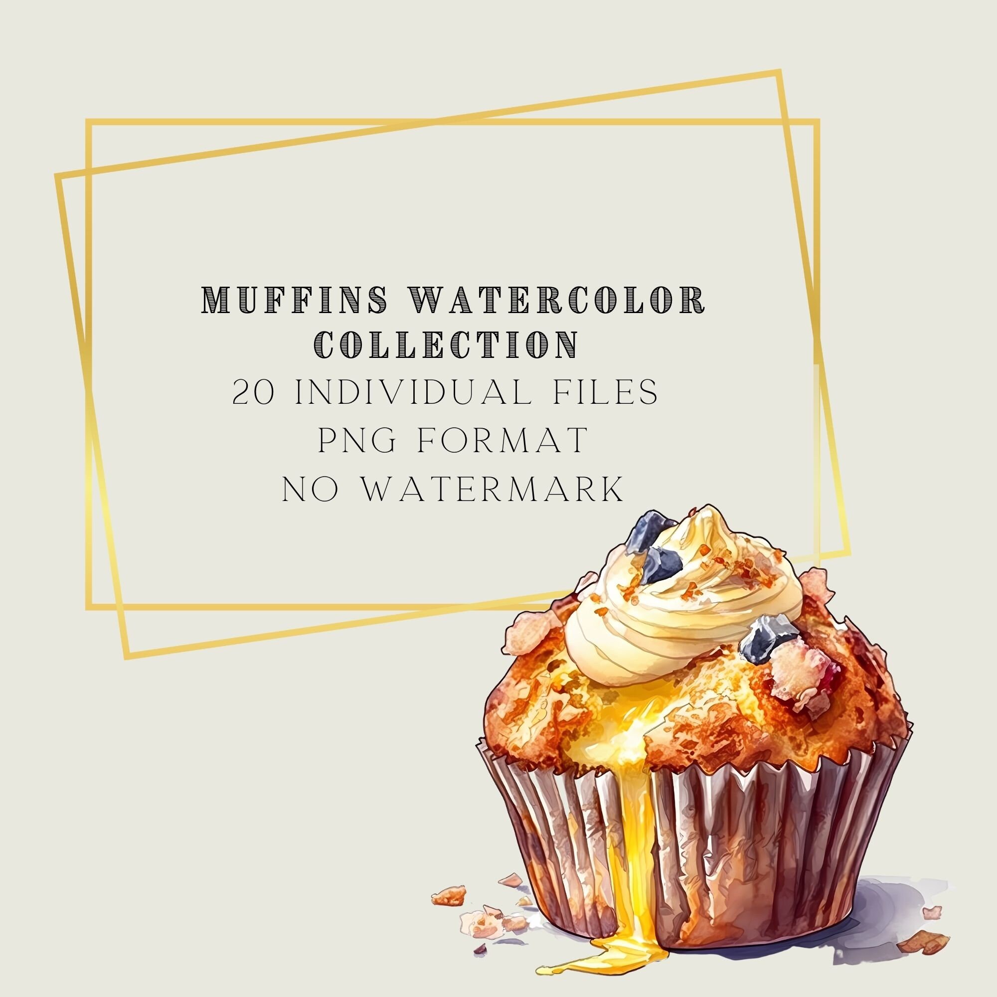 Watercolor Muffin Clipart Bundle Food Illustration Dessert Clipart Food ...
