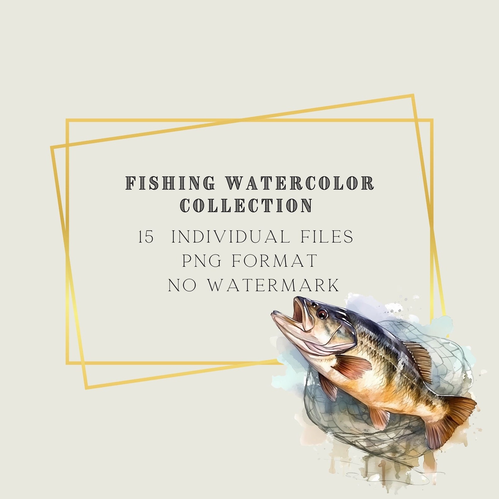 Watercolor Fishing Clipart Bundle Fathers Day Gift Fishing Clipart Fish ...