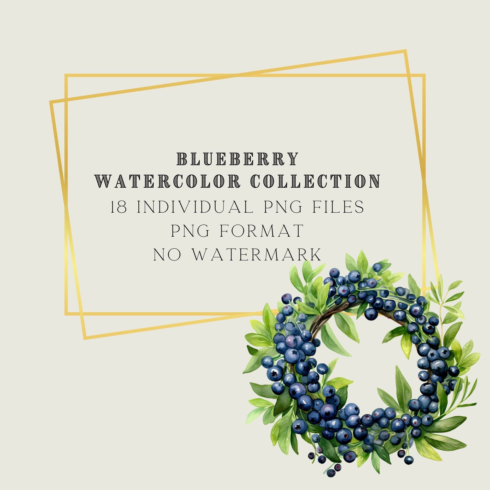 Watercolor Blueberry Clipart Bundle, Berry PNG, Clipart for ...