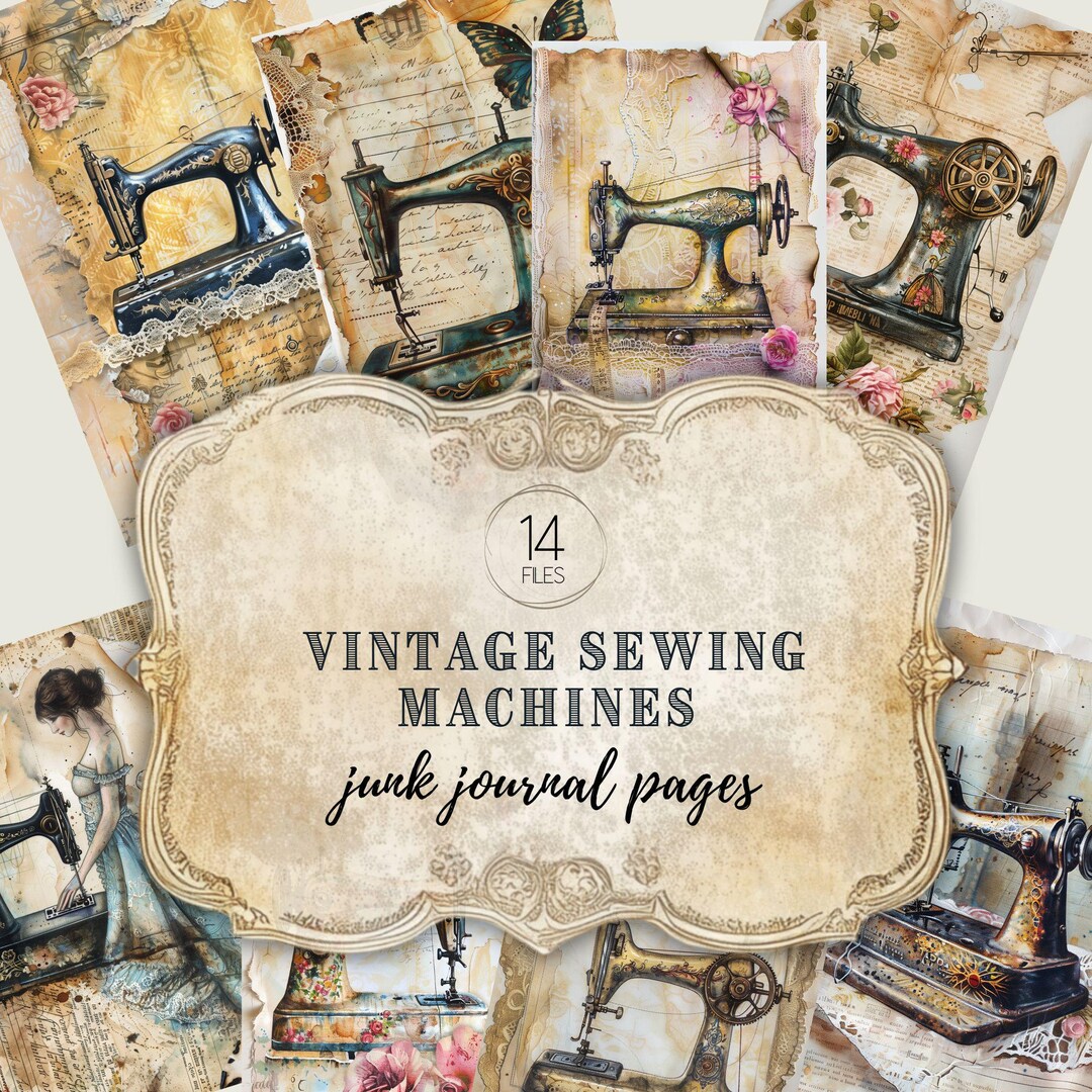 Vintage Sewing Machine Junk Journal Pages, Printable Ephemera, Antique ...