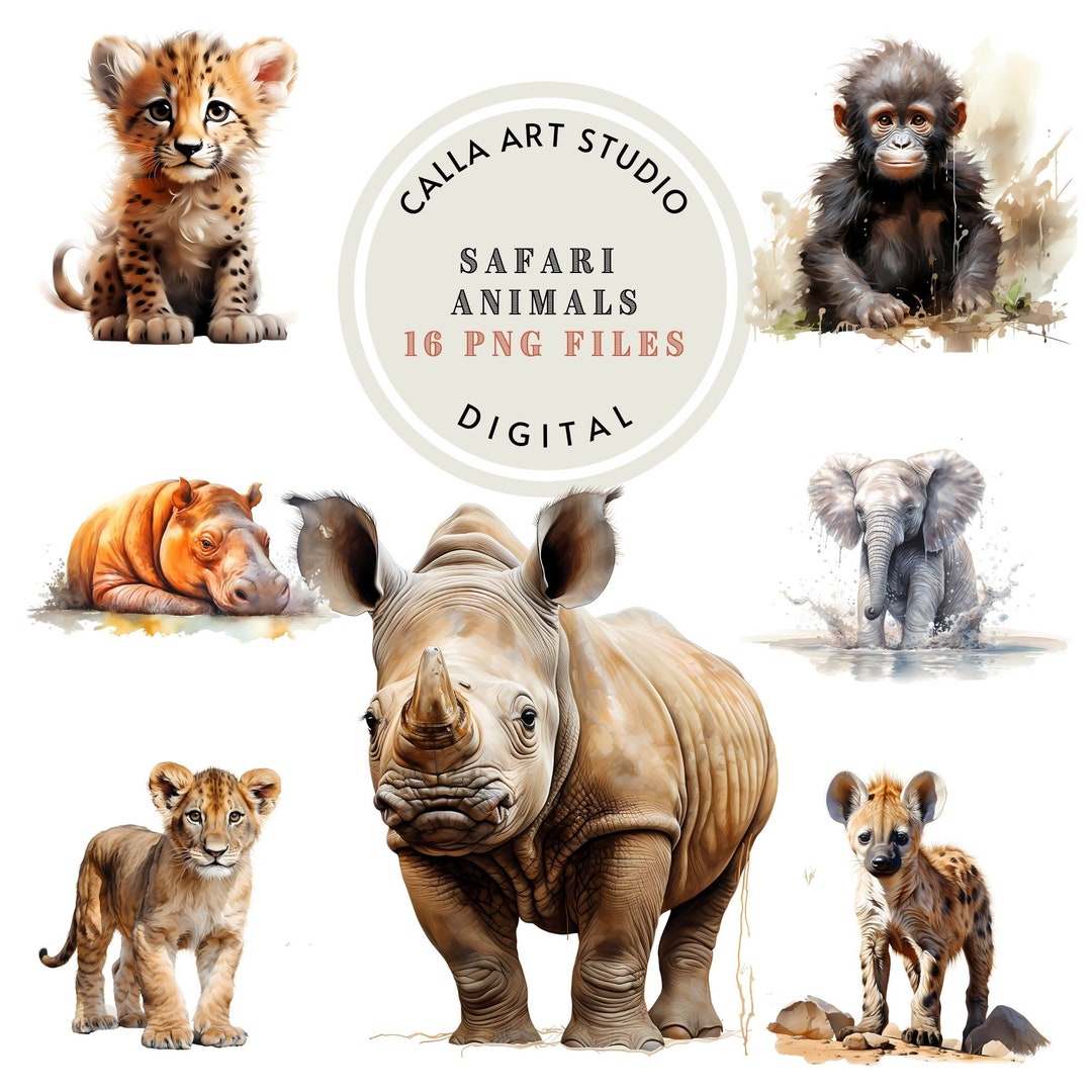 Safari Animals Clipart Bundle Watercolor Clipart for Commercial Use ...